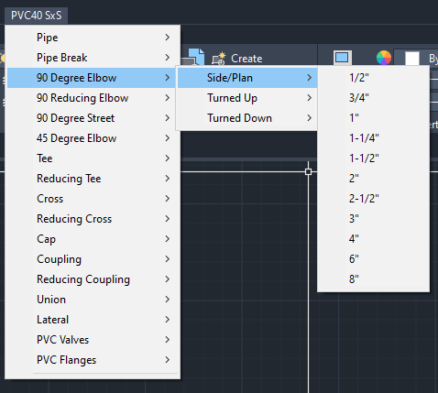 PVC40 Fittings and Valves 2D-LT - Software Plugins For CAD - Product